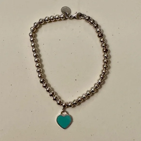 Tiffany & Co. | Jewelry | Tiffany Co Bracelet With Blue Enamel Heart ...